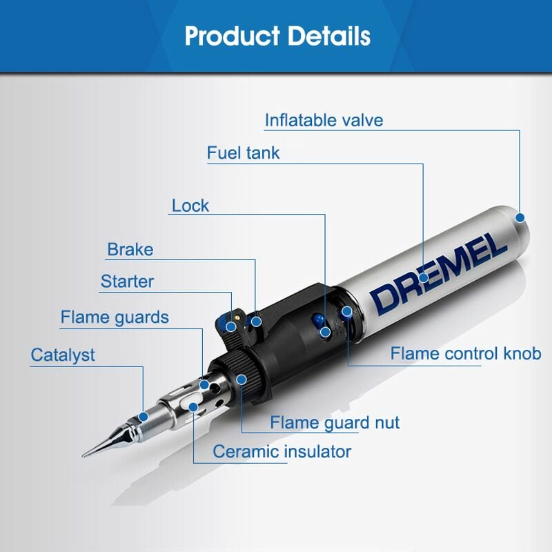 Газовый паяльник Dremel Versatip 2000-7, Три температуры можно регулировать