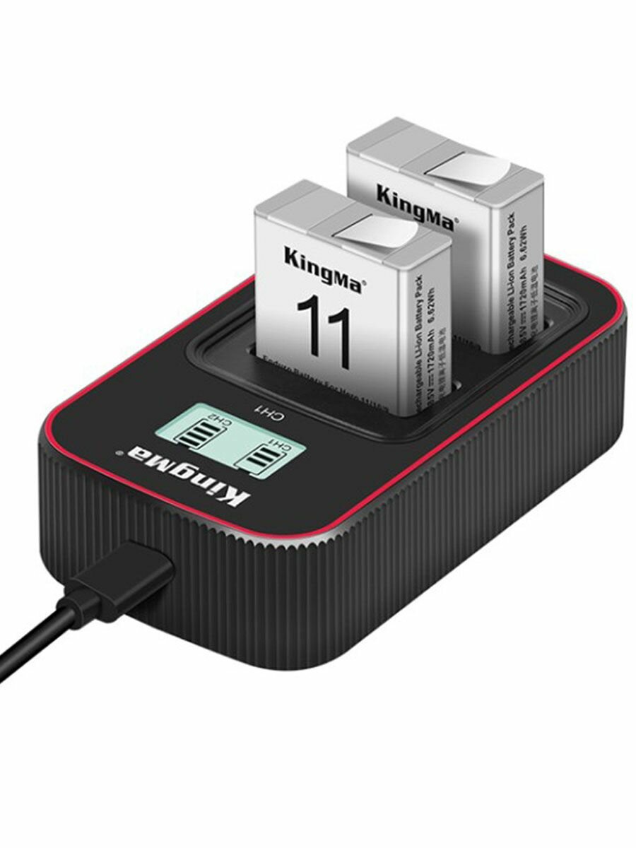 Двойное зарядное устройство с дисплеем +2 морозостойких акб ENDURO для GoPro 12 11 10 9