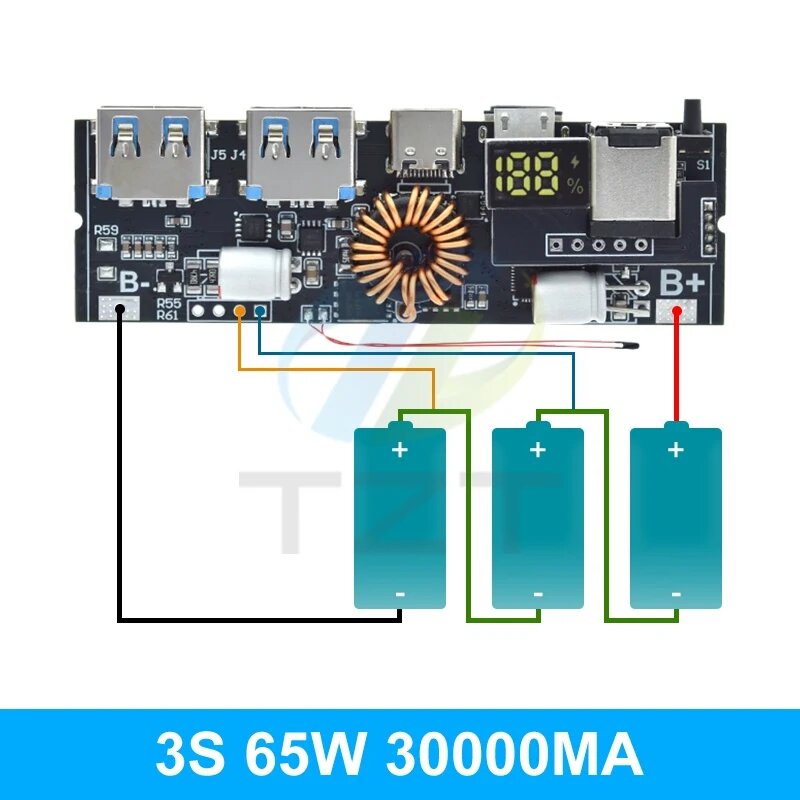 GREATZT Модуль зарядки 18650 1PCS, 3S 65W 30000MA