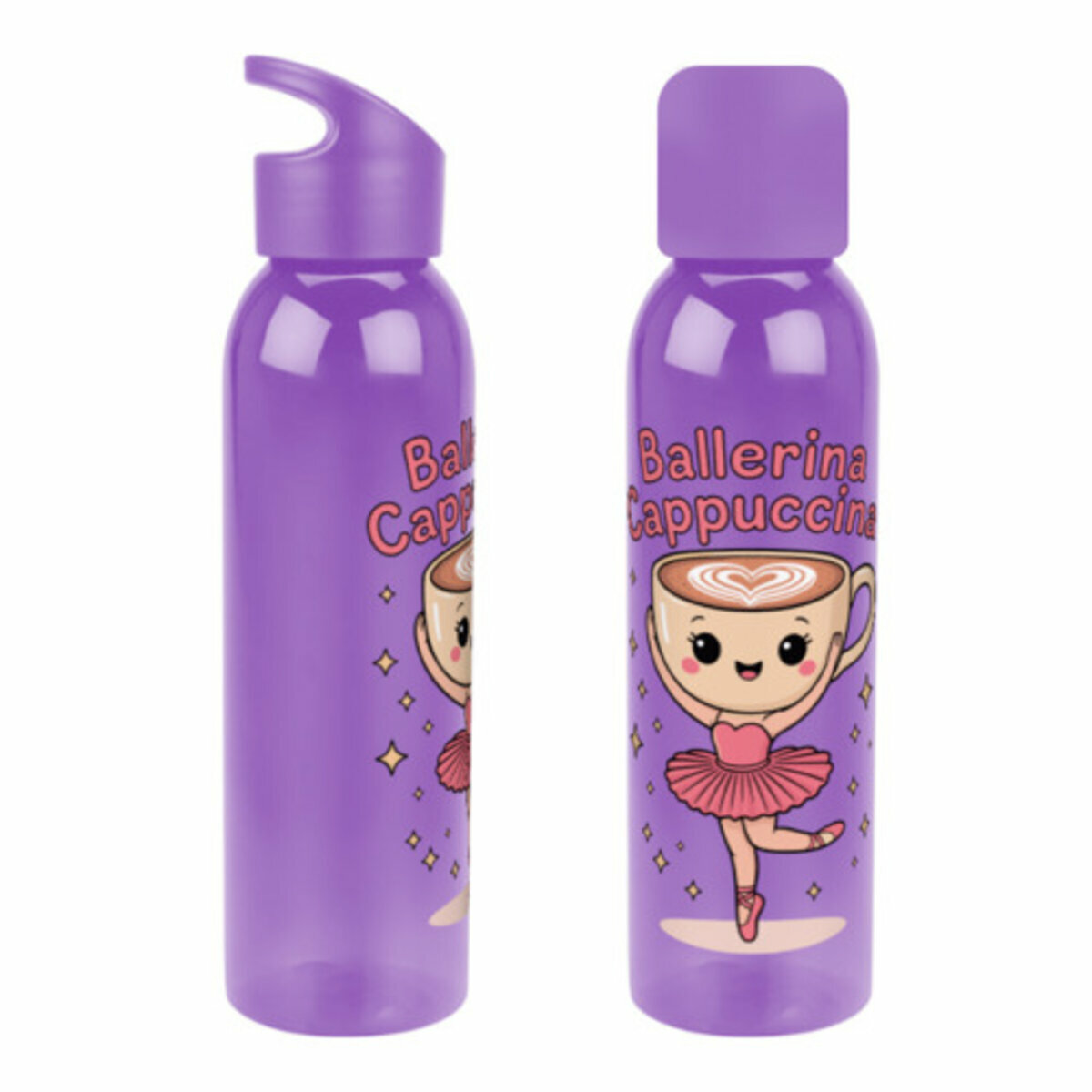Бутылка для воды «Балерина Капучино, мем, прикол» (фиолетовый)