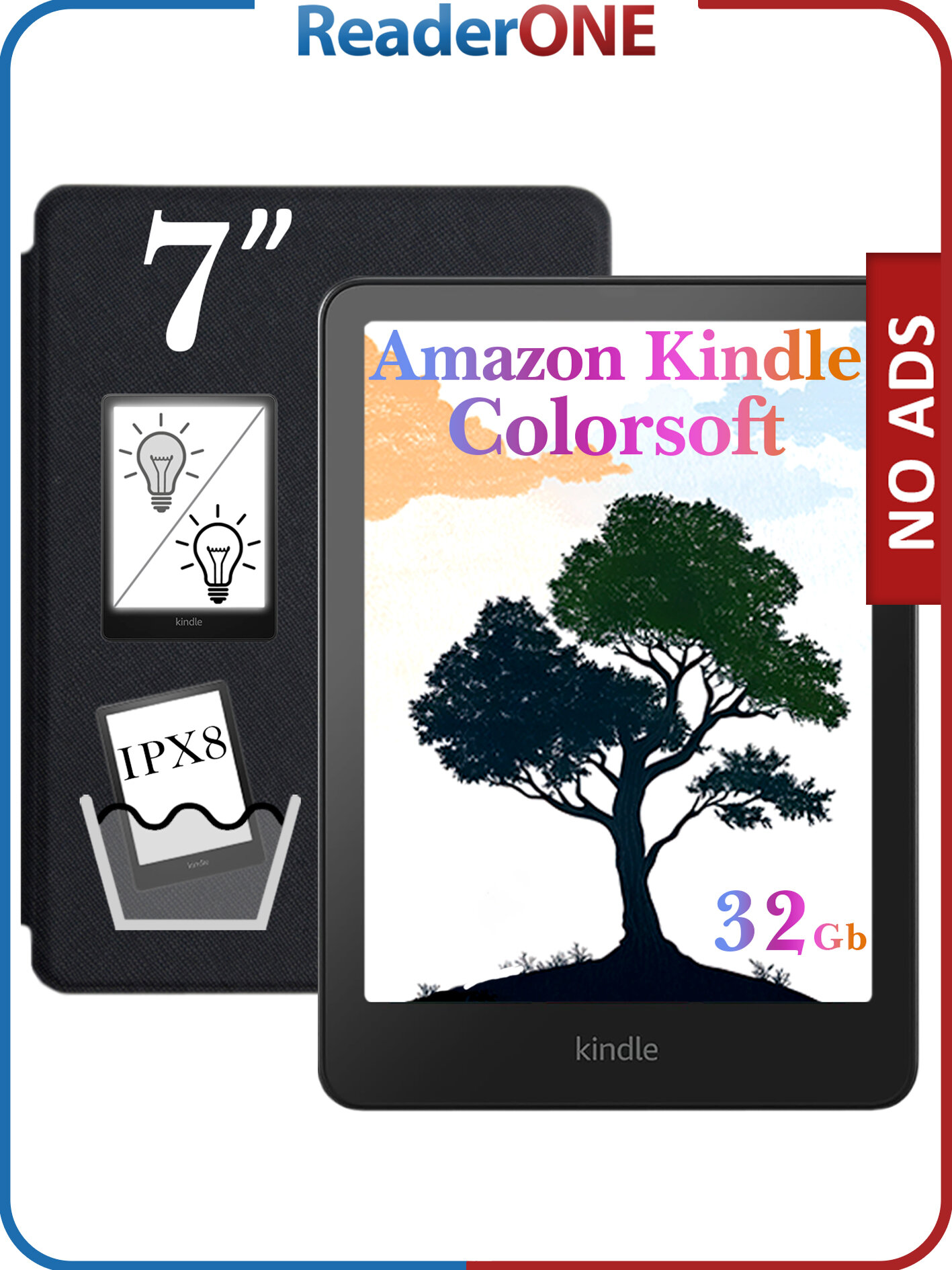 Электронная книга Amazon Kindle Colorsoft 32Gb Signature Edition Metallic Black с обложкой ReaderONE Black