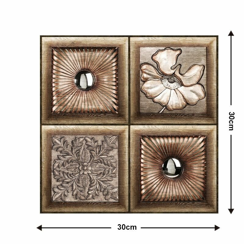 Панели (комплект 10 шт) самоклеющиеся для стен декоративные, 3D, мягкие 30х30 см, толщина 3 мм, Материал ПВХ, водонепроницаемый=v=