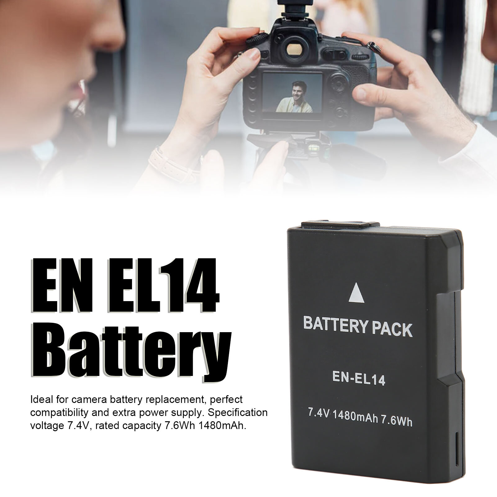 Аккумулятор EN-EL14, 1480 мАч, литий-ионный, для камер Nikon D5300, D3200, D5200, D3400, D5600, D3500, D3300, D3100