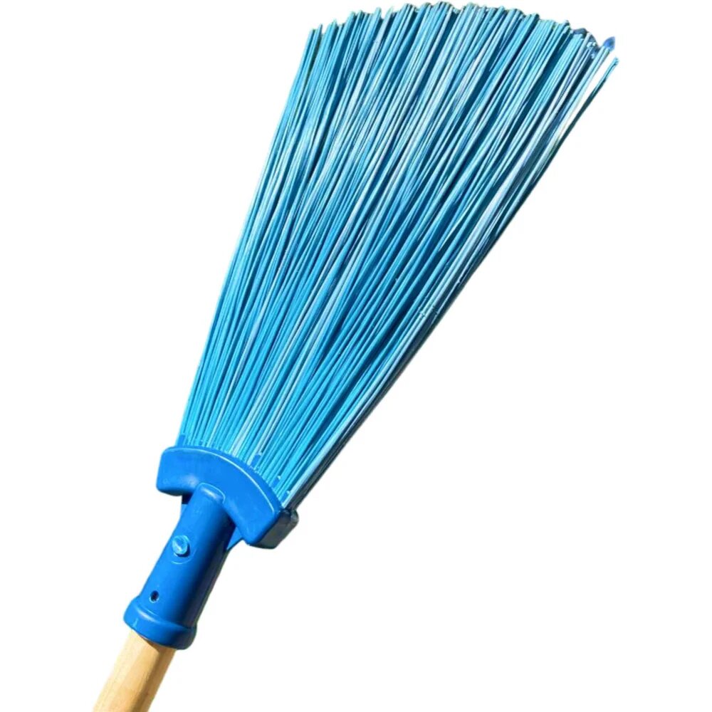 Метла ООО Агростройлидер синтетическая плоская 260x200мм малая с деревянным черенком 1200мм в сборе САД-14.01.2, веерная