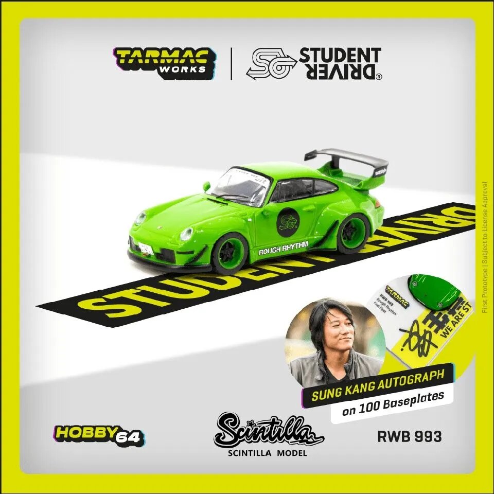 Машинка Tarmac works 1/64 RWB 993 Rough Rhythm Fuel Fest Student Drive Литой под давлением автомобильной модели