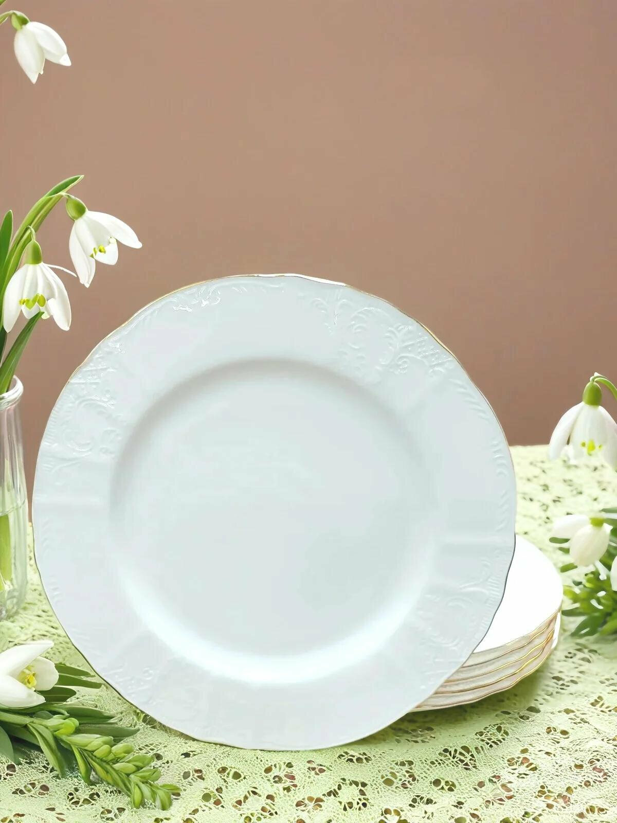 Набор из 6 плоских круглых тарелок "Мария" диаметр 26,5 см