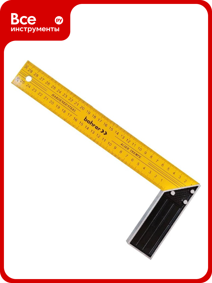 Столярный угольник BOHRER 500 мм, металлический 41210500