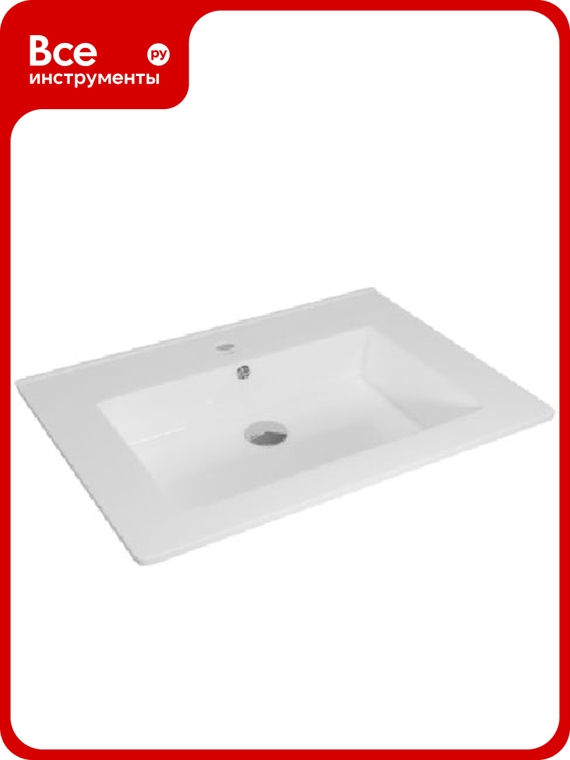 Умывальник Kirovit Оскар 650, прямоугольная форма, глянцевая поверхность, для ванной комнаты