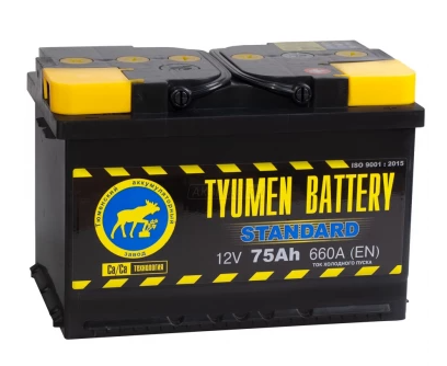 Аккумулятор автомобильный TYUMEN BATTERY STANDARD 6СТ-75 обр. 278x175x190