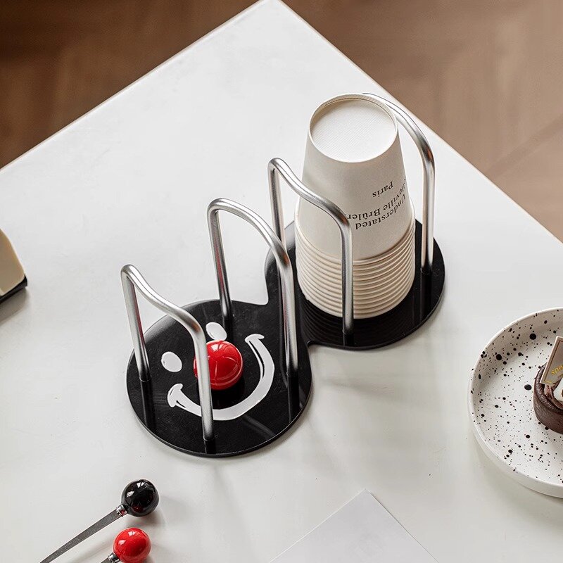 Подстаканник "Двойная чашка", акриловый, черный, для хранения бумажных стаканов