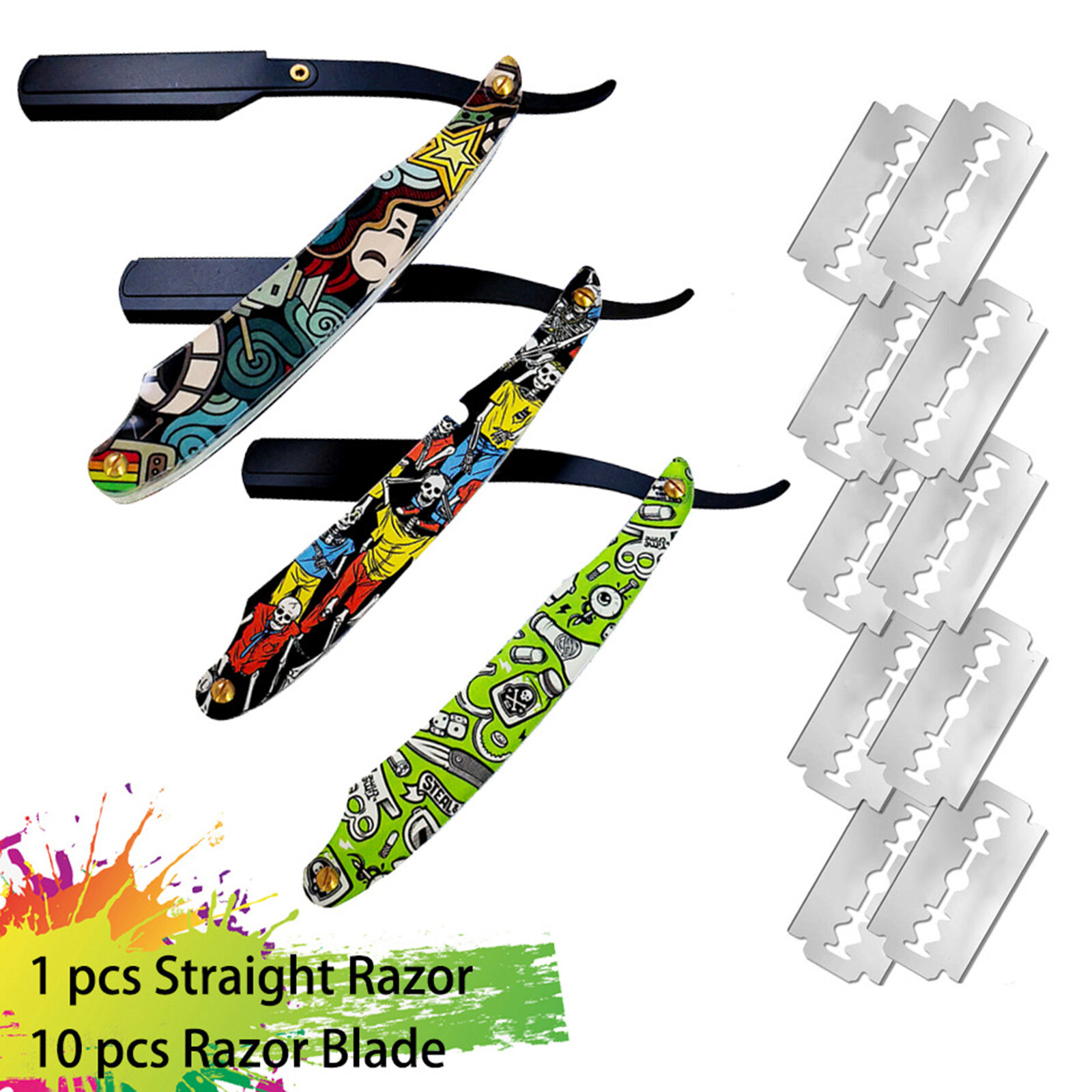 Винтажная опасная бритва, ручная бритва для мужчин, складная бритва, традиционная бритва для бритья, парикмахерская бритва с 10 лезвиями