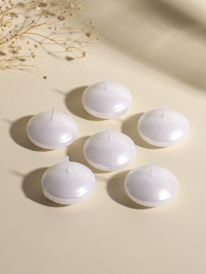 Набор свечей плавающих «Овал», 6 шт, перламутровая, 4×2 см