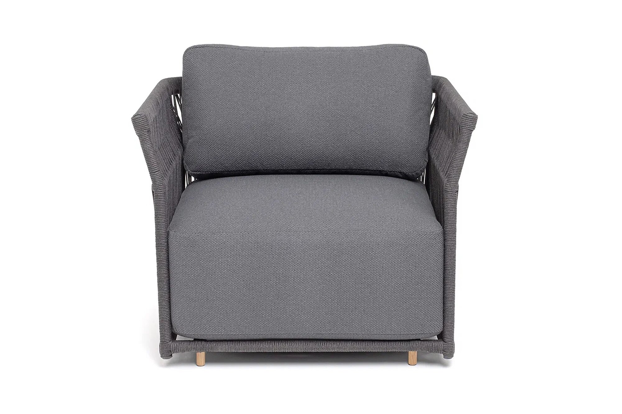 Кресло 4SIS "Лугано", роуп/алюминий, темно-серый (RAL7024) муар, роуп темно-серый YB25-0027, 980×820×770