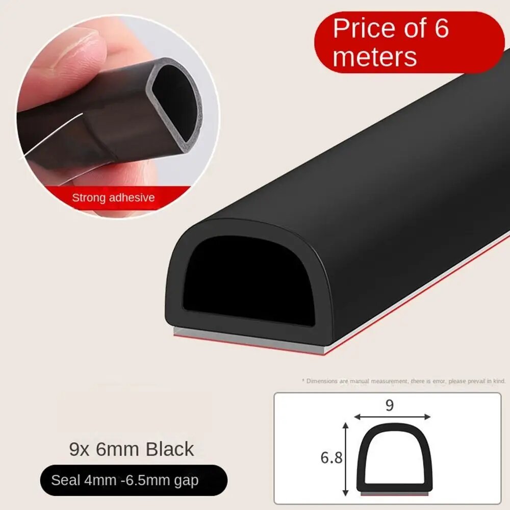 Силиконовый уплотнитель для дверей и окон 6 метров