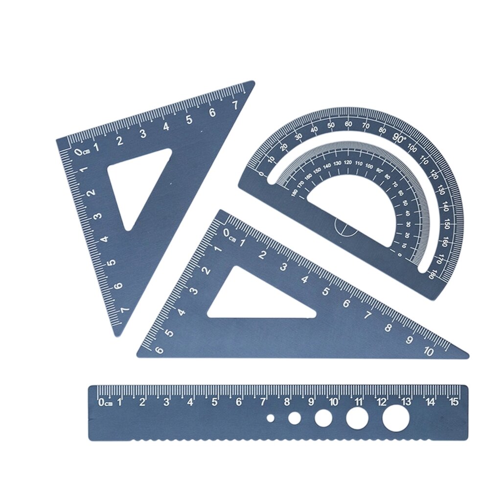 Многофункциональный набор алюминиевых Линейок с 4 Точными Инструментами для Рисования и измерения