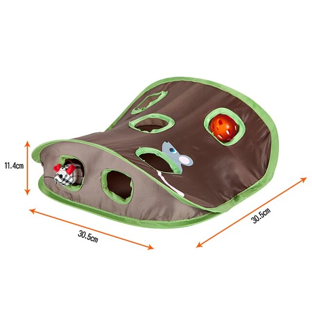 Головоломка для игры в кошки-мышки, палатка в форме колокола с 9 отверстиями, складной туннель для игр кошек, игрушка для ловли мышей, чтобы ваш котенок оставался активным.
