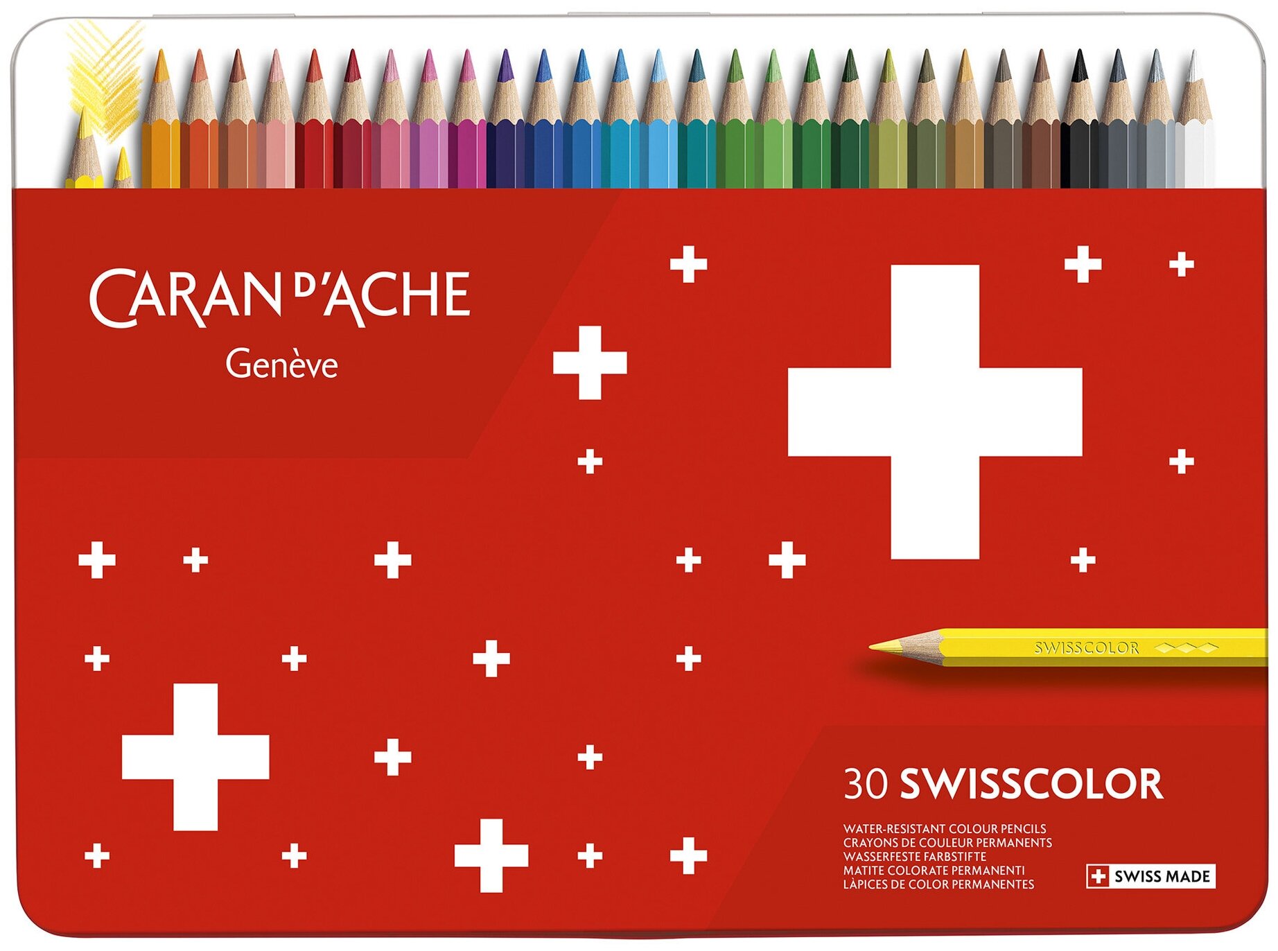 Карандаши Carandache Swisscolor 1284.730 1284.730, шестигранный, дерево, 2.8мм, коробка металлич