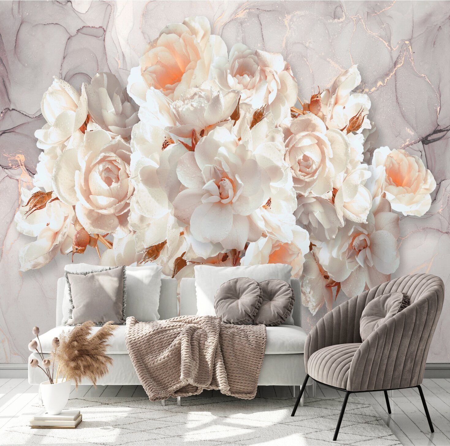 Фотообои "Нежные пионы" 300х260 см.