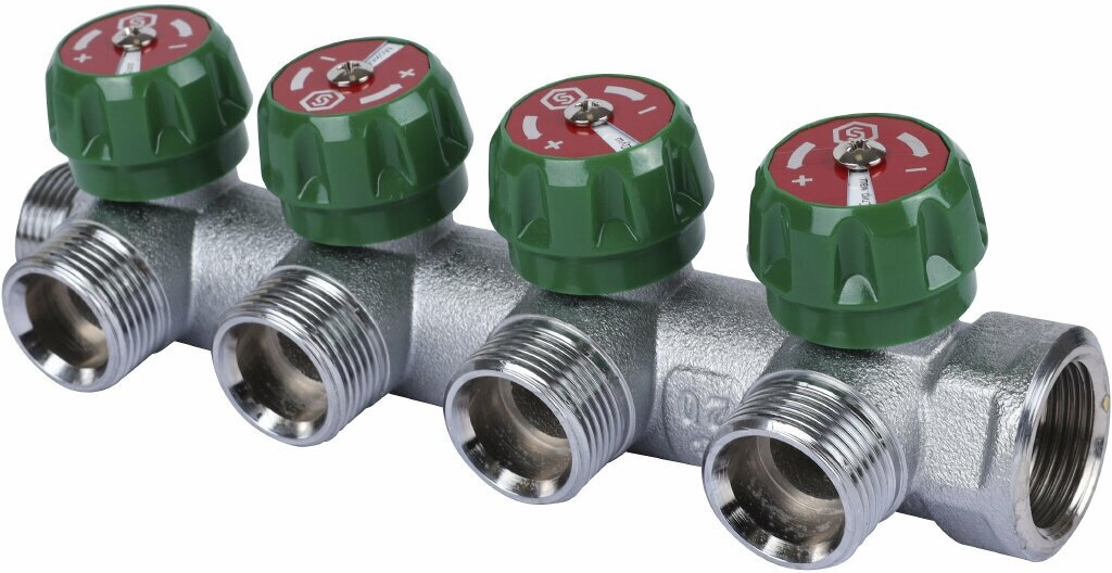 Коллектор регулирующий STOUT SMB-6850-343404 3/4", 4 отвода 3/4"ЕК