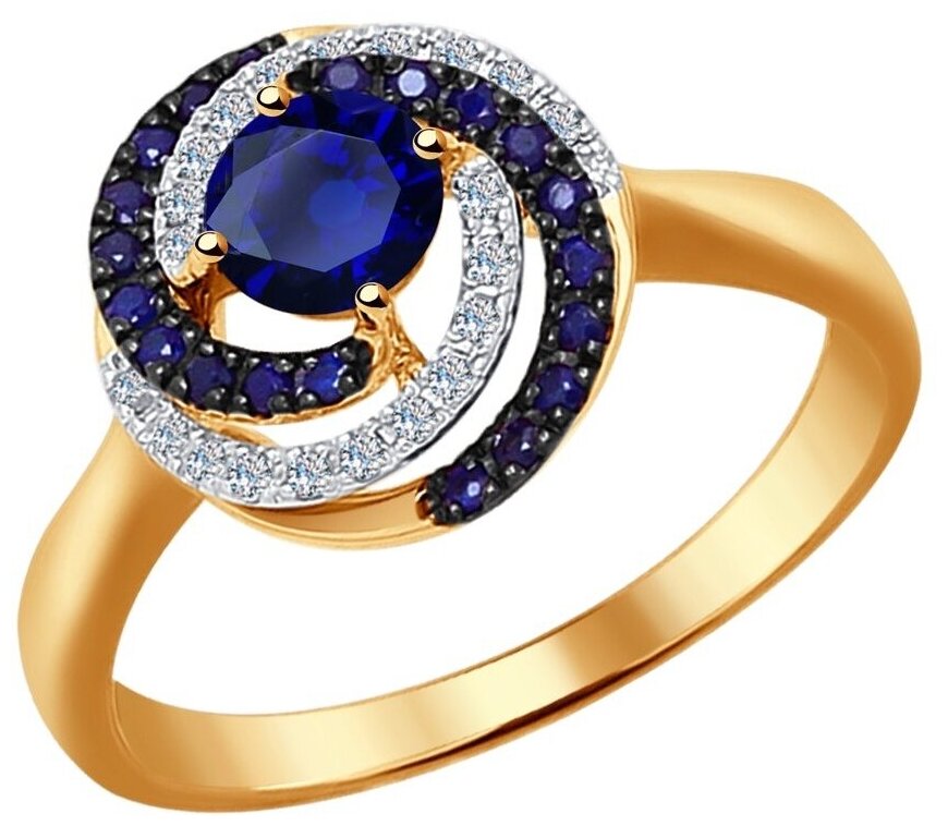 Кольцо, красное золото, 585 проба, сапфир