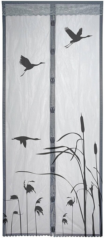 Сетка москитная Рыжий кот 1х2,1 м, белая, дизайн журавли, на магнитах