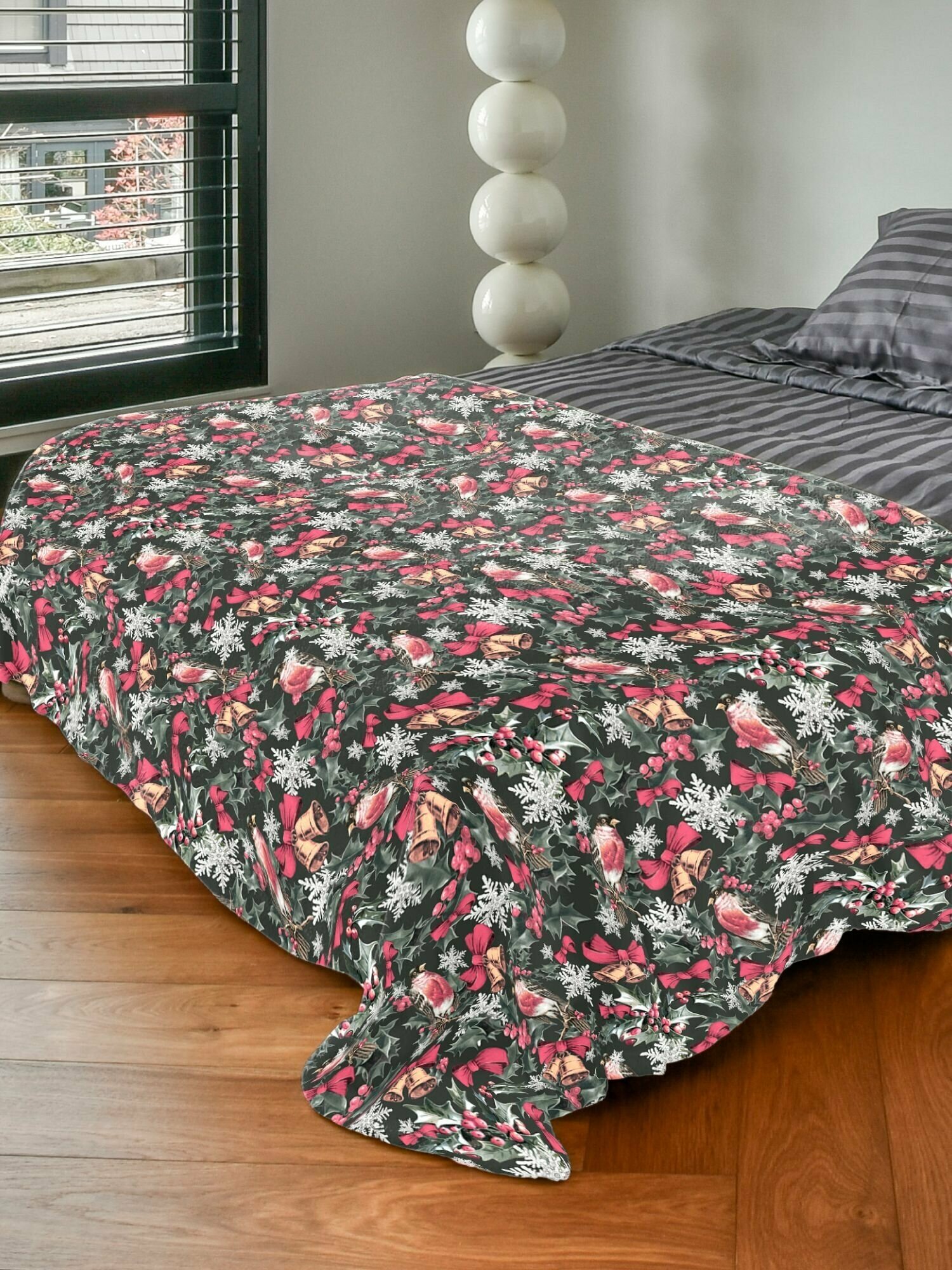 Плед из флиса Снегири, 150х200 см