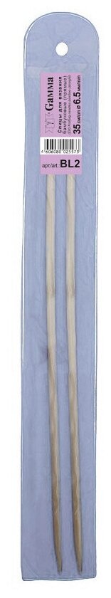 Спицы GAMMA прямые BL2 бамбук d 6.5 мм 35 см - 36 см .