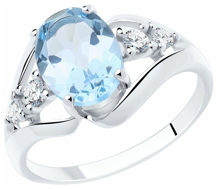 Кольцо, серебро, 925 проба, родирование, топаз