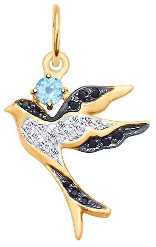 Подвеска, красное золото, 585 проба, родирование, топаз