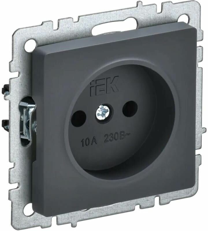 Розетка IEK без заземления одноместная графит BRITE 10А (комплект из 2 шт)
