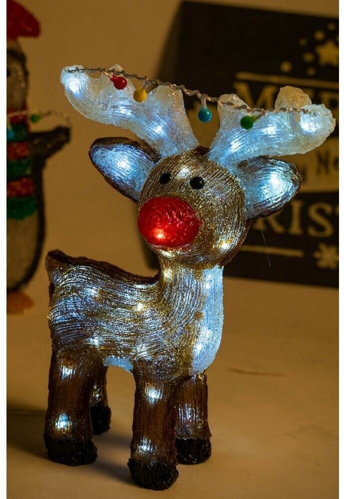 Светящаяся акриловая фигура мерцающая малыш рудольф, 48 холодных белых LED-огней, 47 см, уличный, Kaemingk (Lumineo) 491146