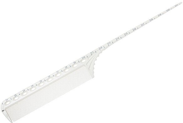 Расчёска с хвостиком Y.s.park G11 white, белая, с сантиметровой разметкой на обушке, 21.5 см