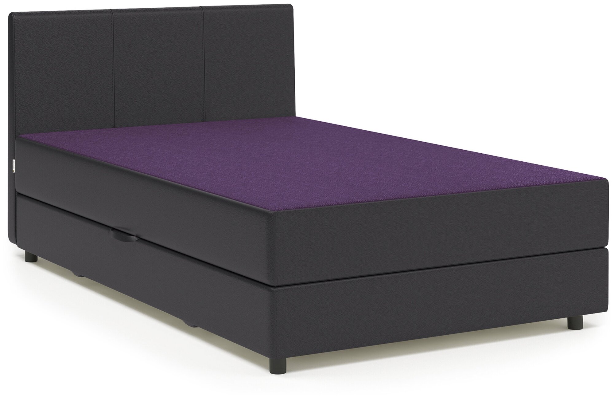Кровать тахта Шарм-Дизайн Классика 160х198 см, фиолетовая рогожка и черная экокожа