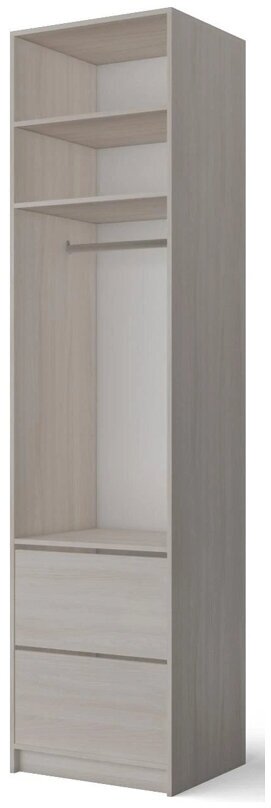 Гардеробная система, модуль Харбен 9, Легкомаркет, 50-50-220, полка, со штангой, с ящиками, ясень шимо светлый