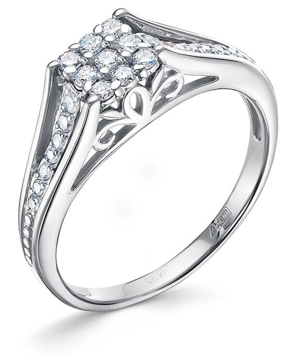 Кольцо, белое золото, 585 проба, родирование, бриллиант