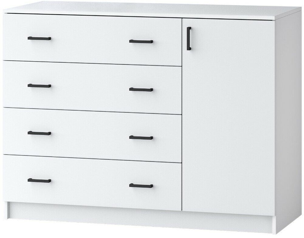 Комод для одежды Бард 3.2, Легкомаркет, ЛДСП, цвет белый, 120х89х50, 4 ящика/дверь