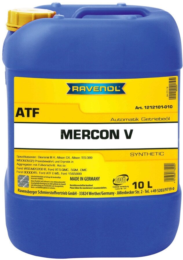 Трансмиссионное масло RAVENOL ATF Mercon V (10л)