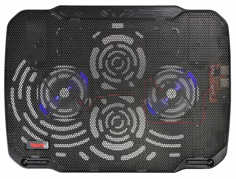 Подставка Buro BU-LCP156-B208 15.6"355x260x21мм 2xUSB 2x 80ммFAN 560г металлическая сетка/пластик черный