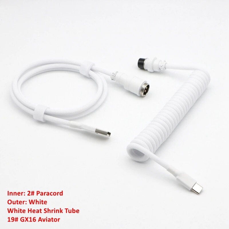 Кабель USB-A - Type-C Micro Mini-USB в двойной оплетке из паракорда и ПЭТ с витой Type-C, 2-White