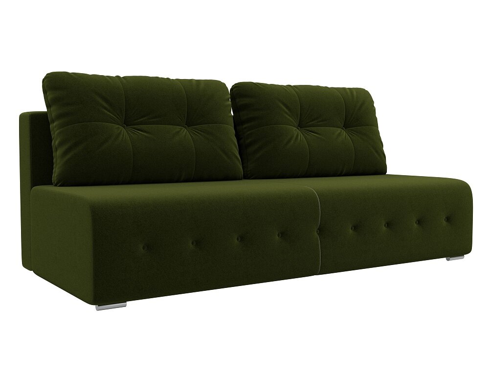 Прямой диван Лондон Зеленый Микровельвет, еврокнижка, 195х95х80 см, с ящиком для белья
