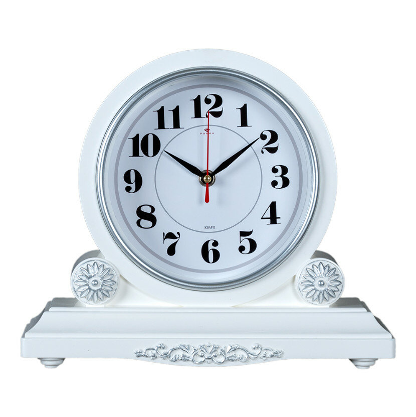 Часы настольные 3026-004 «Классика» белые с серебром