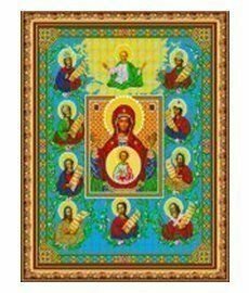 Схема для частичной вышивки бисером с нанесенным рисунком (19*24см.) Бис 453 «Прсв. Богородица Знамение»