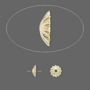 Шапочка для бусин (обниматель), 6х1.5мм, ребристый, базовый материал - латунь, позолоченный, 10 шт.