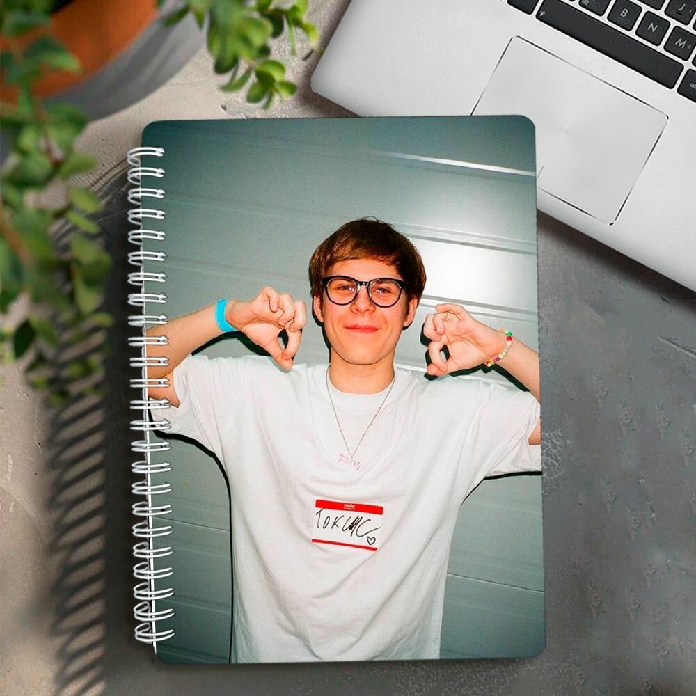 Блокнот деревянный Wood-Book с принтом для записей а5 в клетку в твердой обложке, Toxi