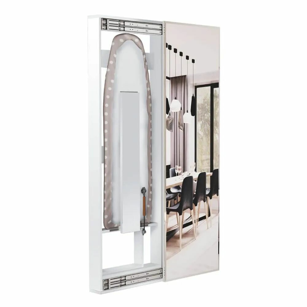 Гладильная доска Смарт с зеркалом, Белый, 50х159х15 см.