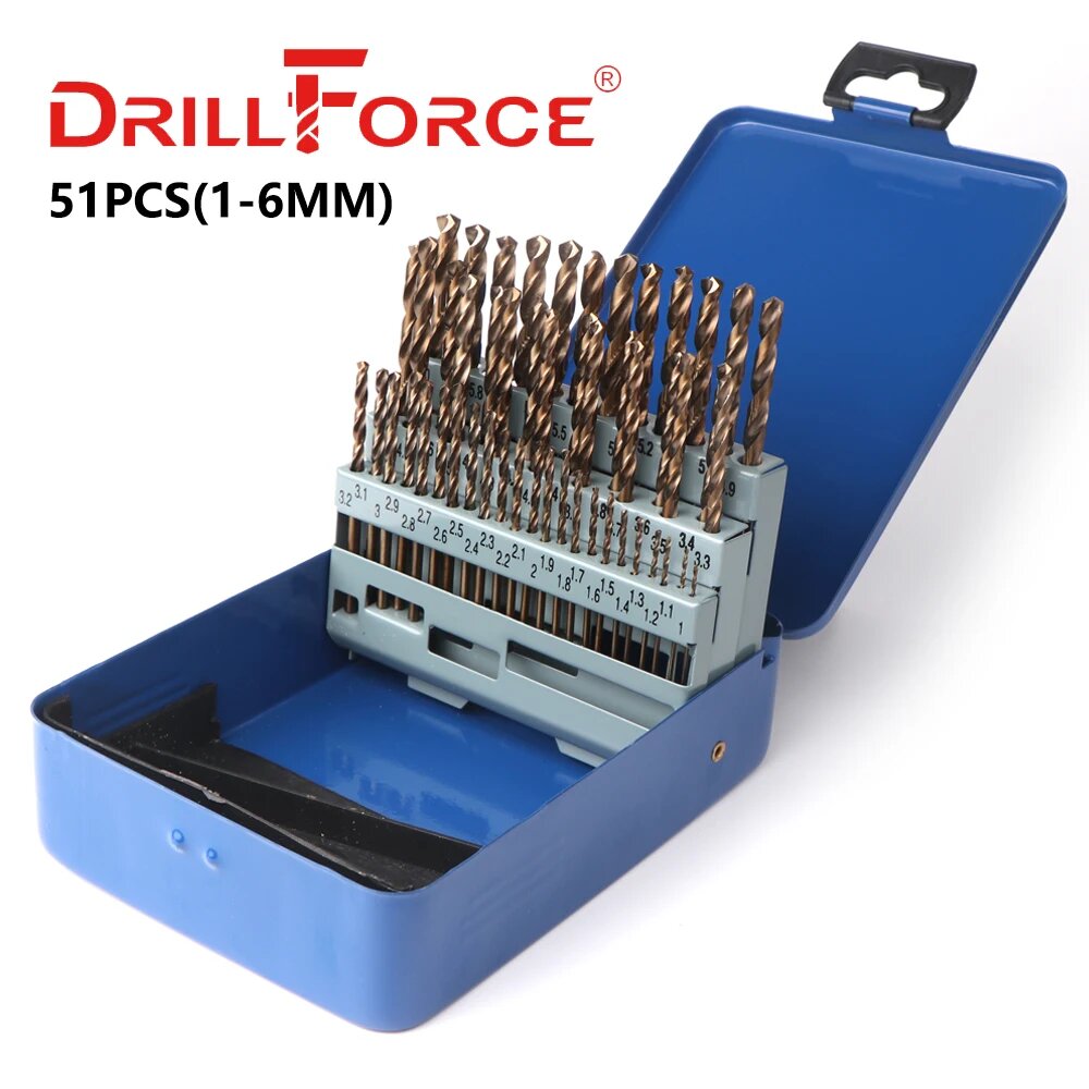 Набор сверл DRILLFORCE M35 41/51 шт. 51PCS(1-6MM)