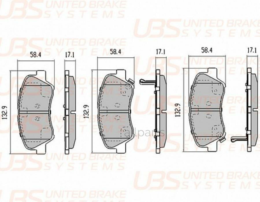 UBS B1103013 Тормозные колодки HYUNDAI SOLARIS 10-/12-/KIA RIO III 11-/12- передние