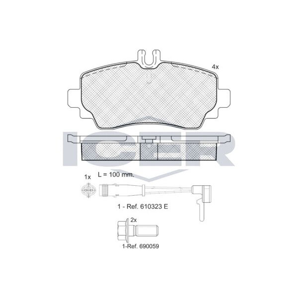 Колодки тормозные к-т для автомобиля Mercedes Benz, ICER 181516-701 (1 шт.)