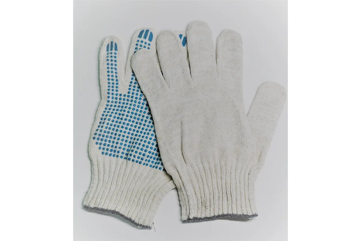 R2R Перчатки х/б 10кл. 4 н. с пвх (100 пар/уп) 0410-100