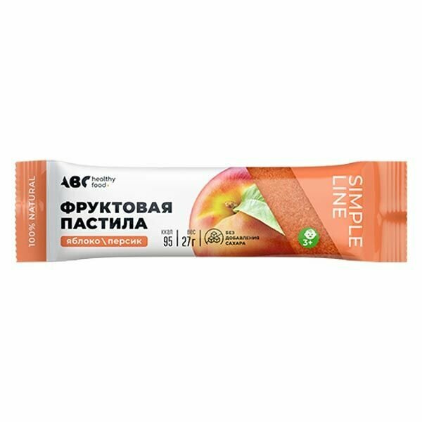 Пастила фруктовая яблоко и персик для детей от 3 лет без сахара ABC Healthy Food 27г